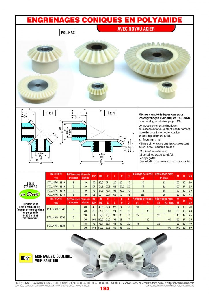 Correction de la page 195 Catalogue 2018 Engrenages coniques en ...