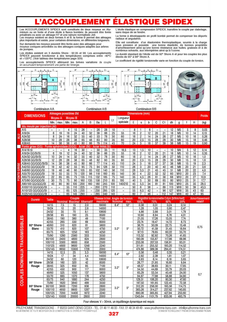 Modification de la page 327 du catalogue 2018 – Accouplement élastique ...
