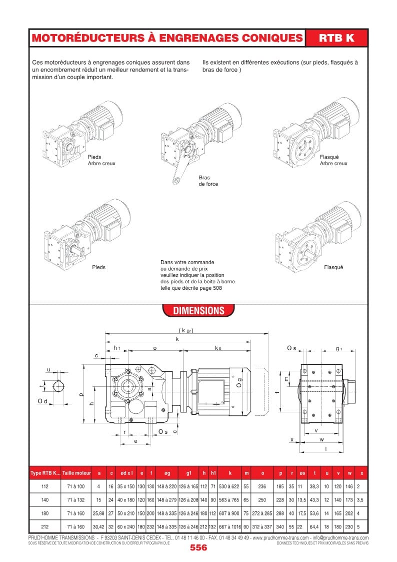 Page 556 - MOTORÉDUCTEURS À ENGRENAGES CONIQUES - Prud'homme Transmissions