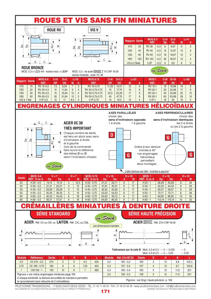 page 171 - ROUES, VIS, ENGRENAGES et CRÉMAILLÈRES - Prud'homme ...