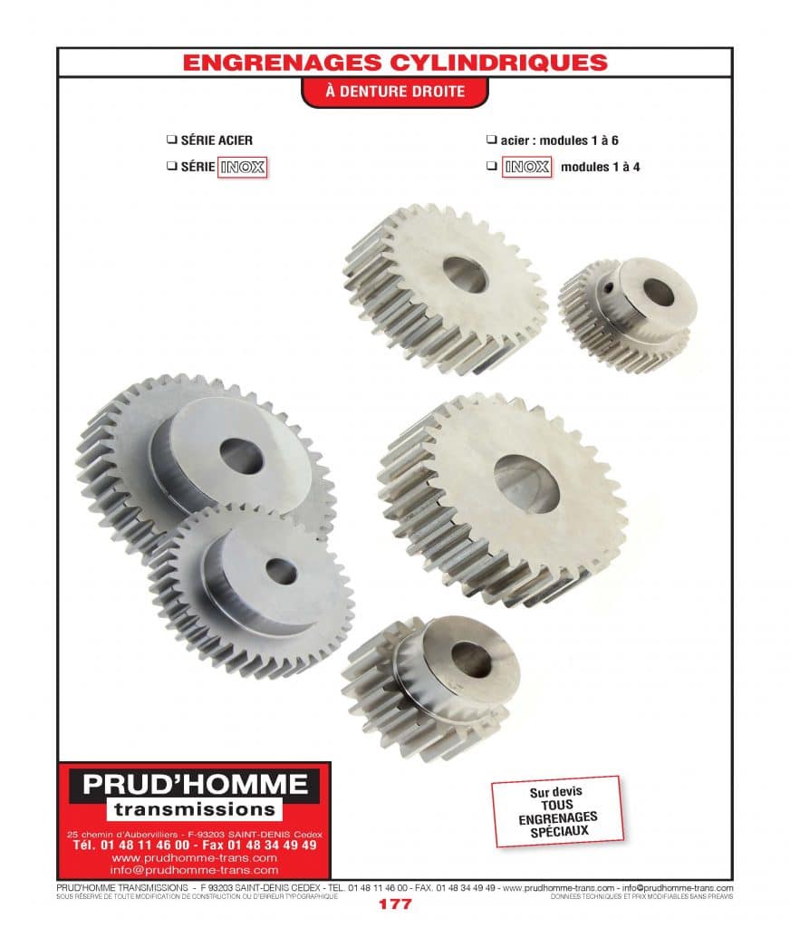 Page 177 - Engrenages cylindriques - Prud'homme Transmissions