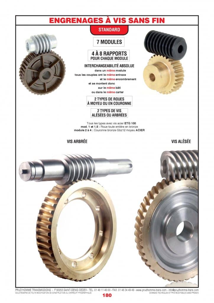 Page 180 - ENGRENAGES À VIS SANS FIN - Prud'homme Transmissions