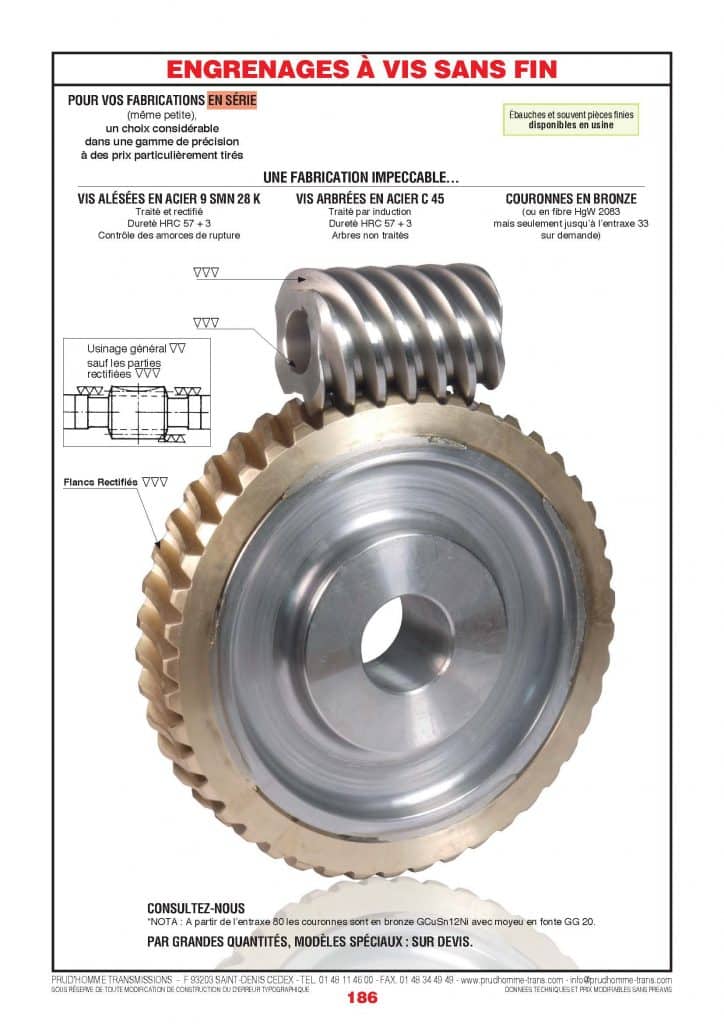 Page 186 - ENGRENAGES À VIS SANS FIN - Prud'homme Transmissions
