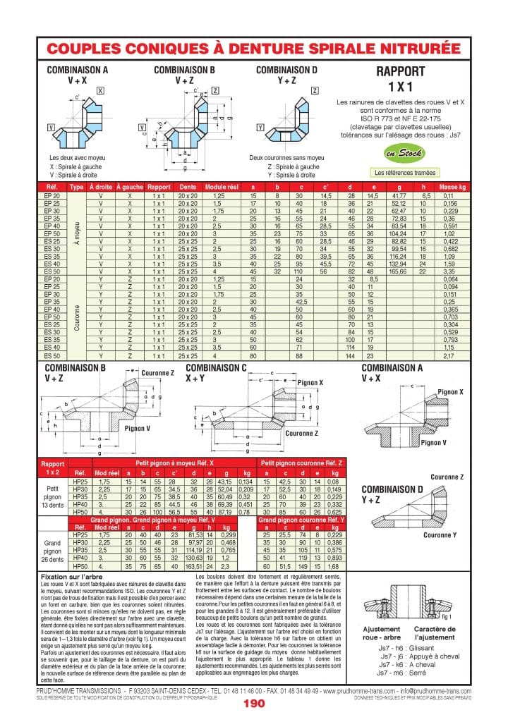 Page 190 - COUPLES CONIQUES À DENTURE SPIRALE NITRURÉE - Prud'homme Transmissions