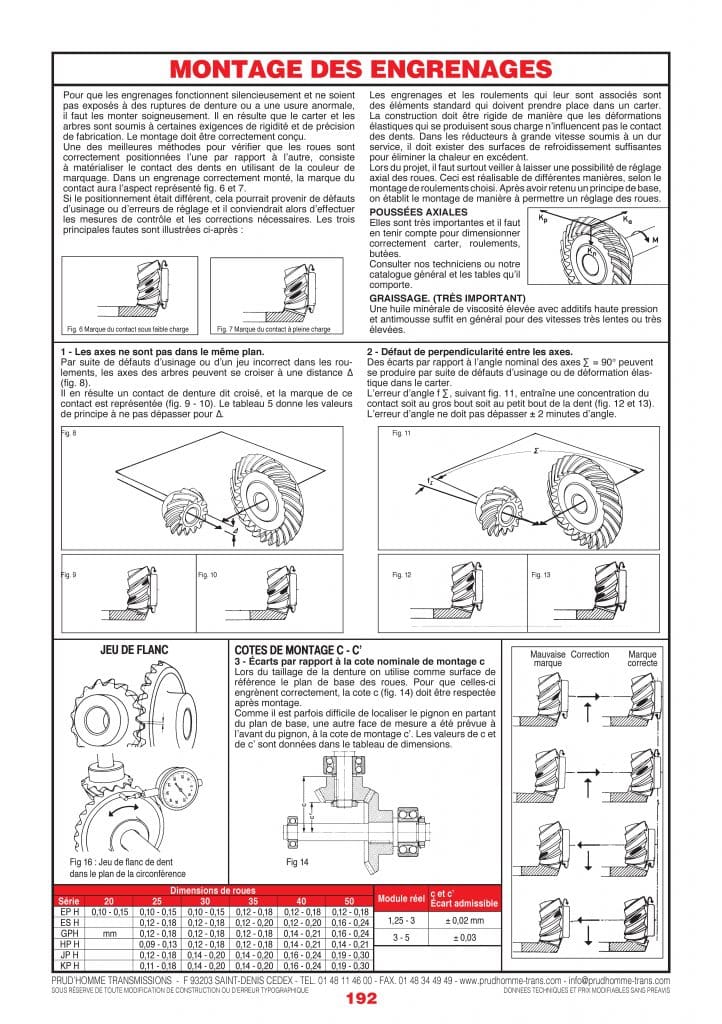 Page 192 - MONTAGE DES ENGRENAGES - Prud'homme Transmissions