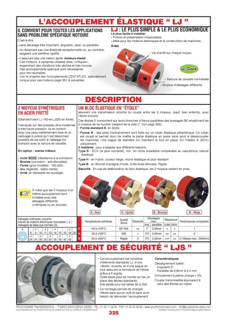 Page 325 - L’ACCOUPLEMENT ÉLASTIQUE ‘‘ LJ ’’, DESCRIPTION & ACCOUPLEMENT DE SÉCURITÉ ‘‘ LJS ...