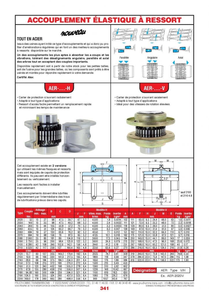 Page 341 - ACCOUPLEMENT ÉLASTIQUE À RESSORT - Prud'homme Transmissions